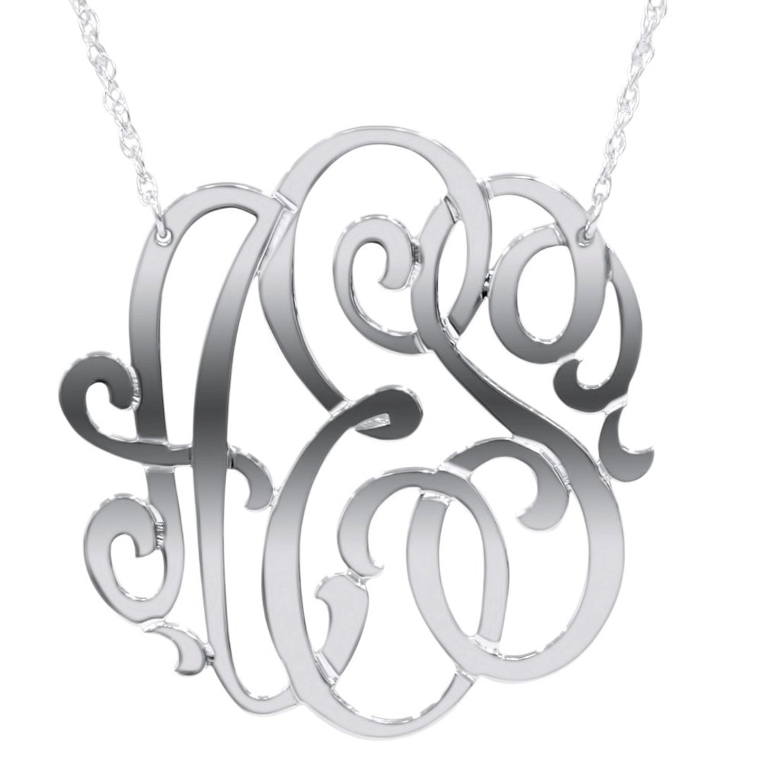 Monogram 3 Initial Custom Pendant Necklace & 18 Chain in - Etsy
