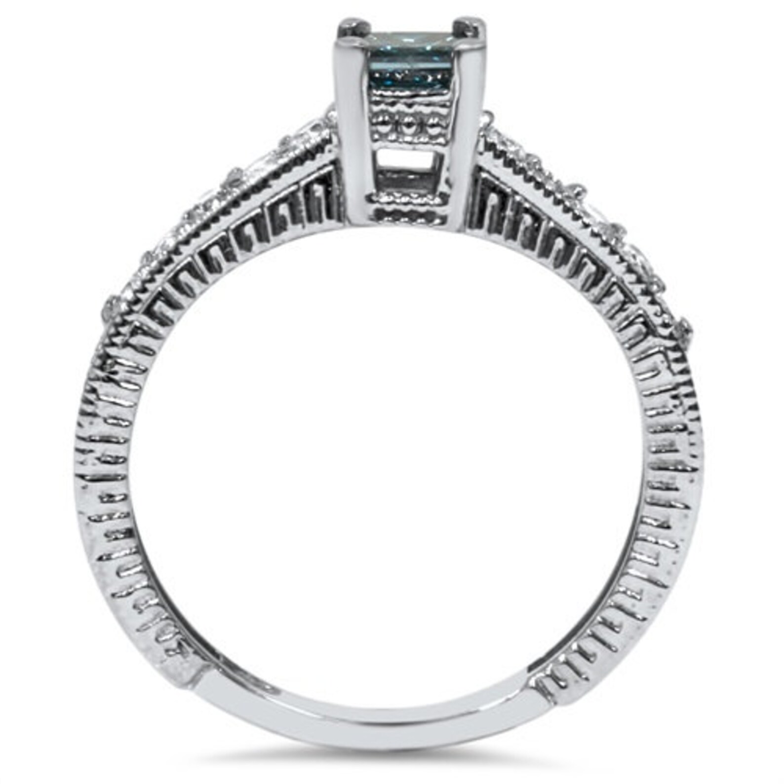 Blue Diamond Engagement Ring Princess Cut Blue Diamond Ring - Etsy