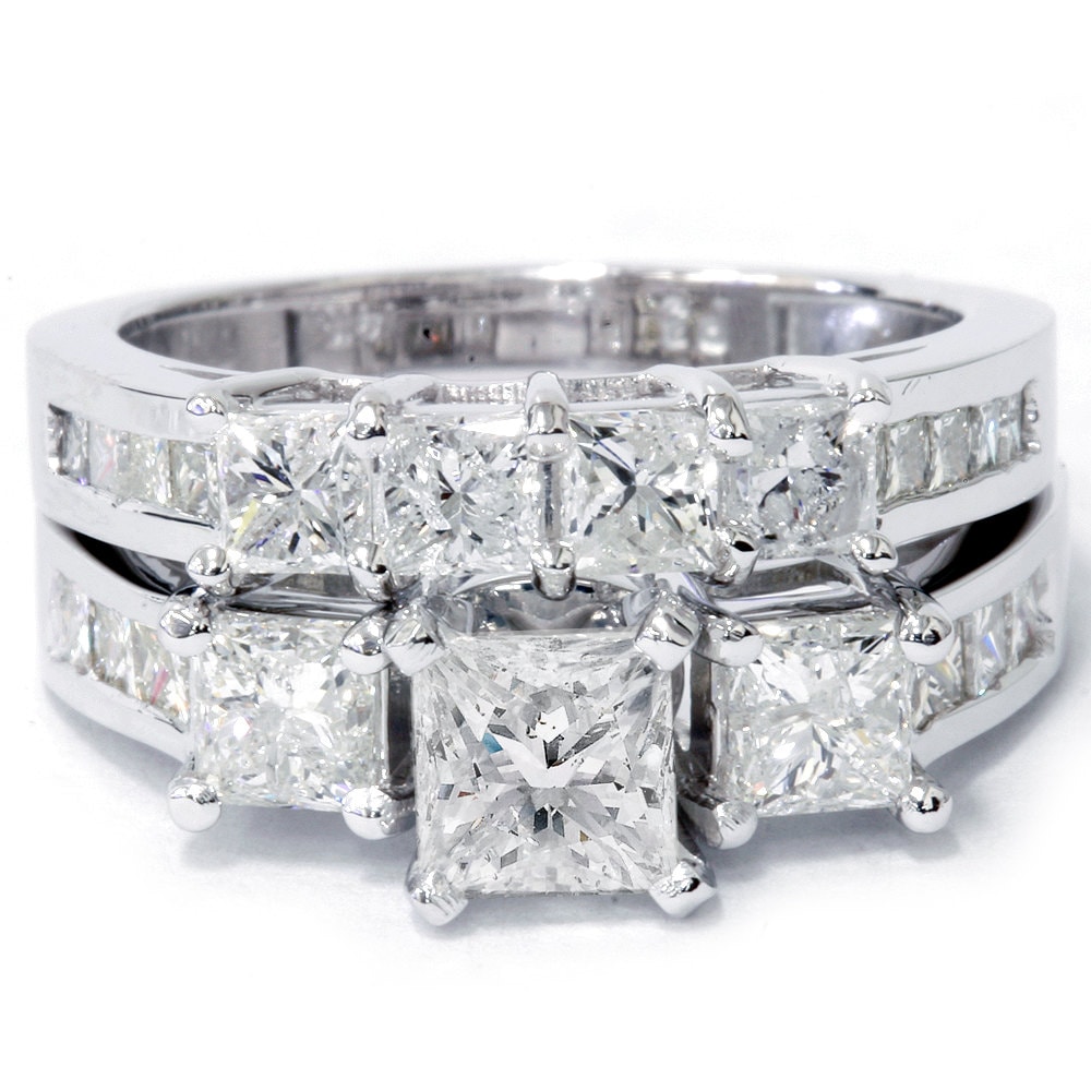3.50CT Princess Cut Diamond Engagement Wedding Ring Set - Etsy