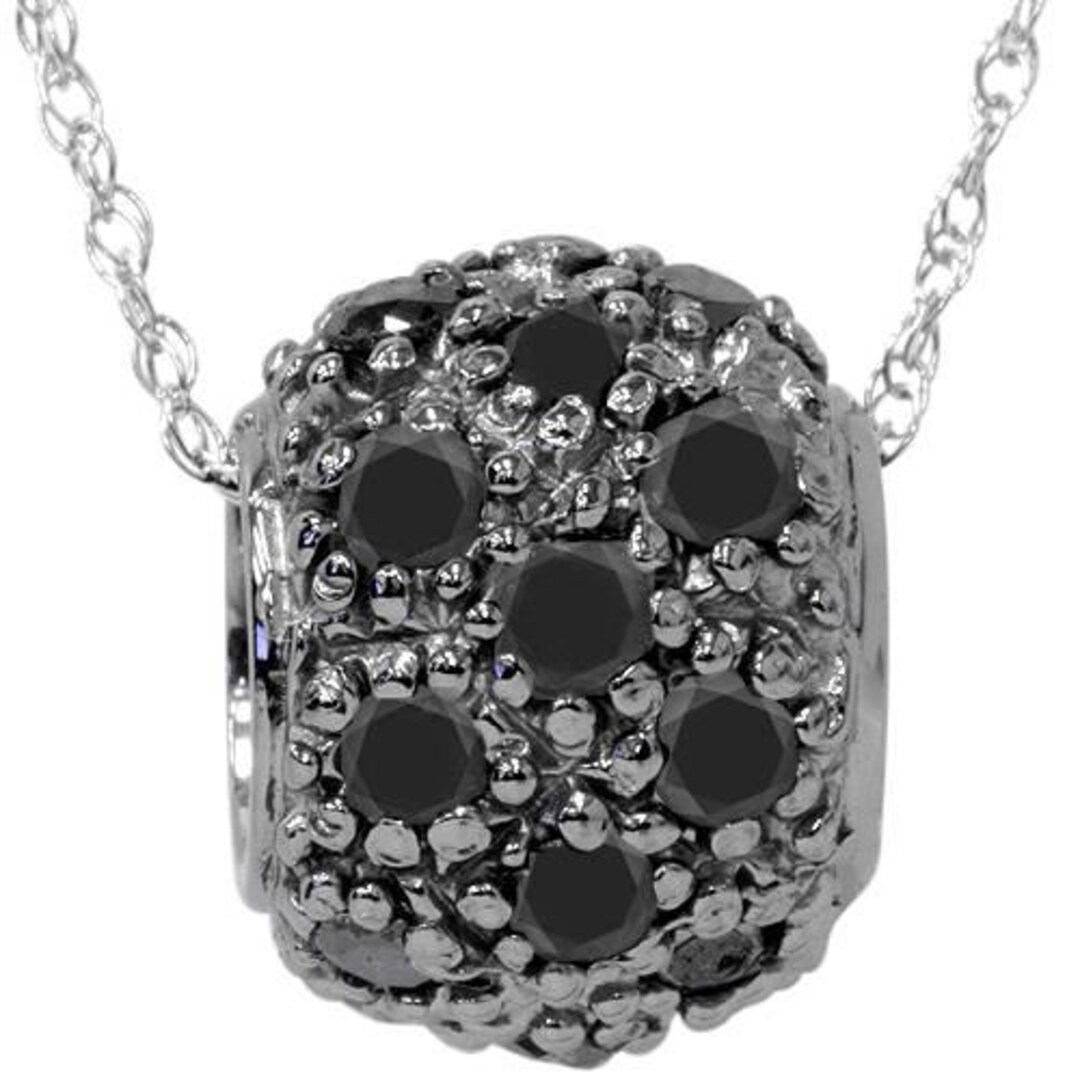Pompeii 1ct Diamond Pave Puff Slide Pendant 14K White Gold Necklace ...