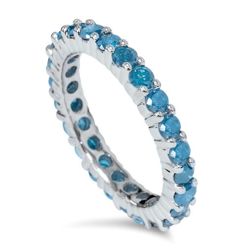 1.55CT Blue Diamond Eternity Stackable Womens Wedding Ring | Etsy