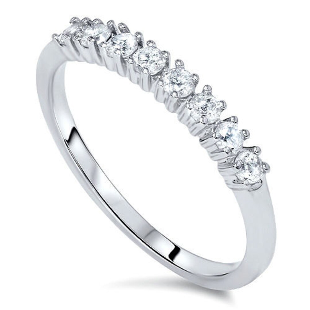 Stackable Diamond Ring .32ct Eight Stone 14K White Gold Womens - Etsy