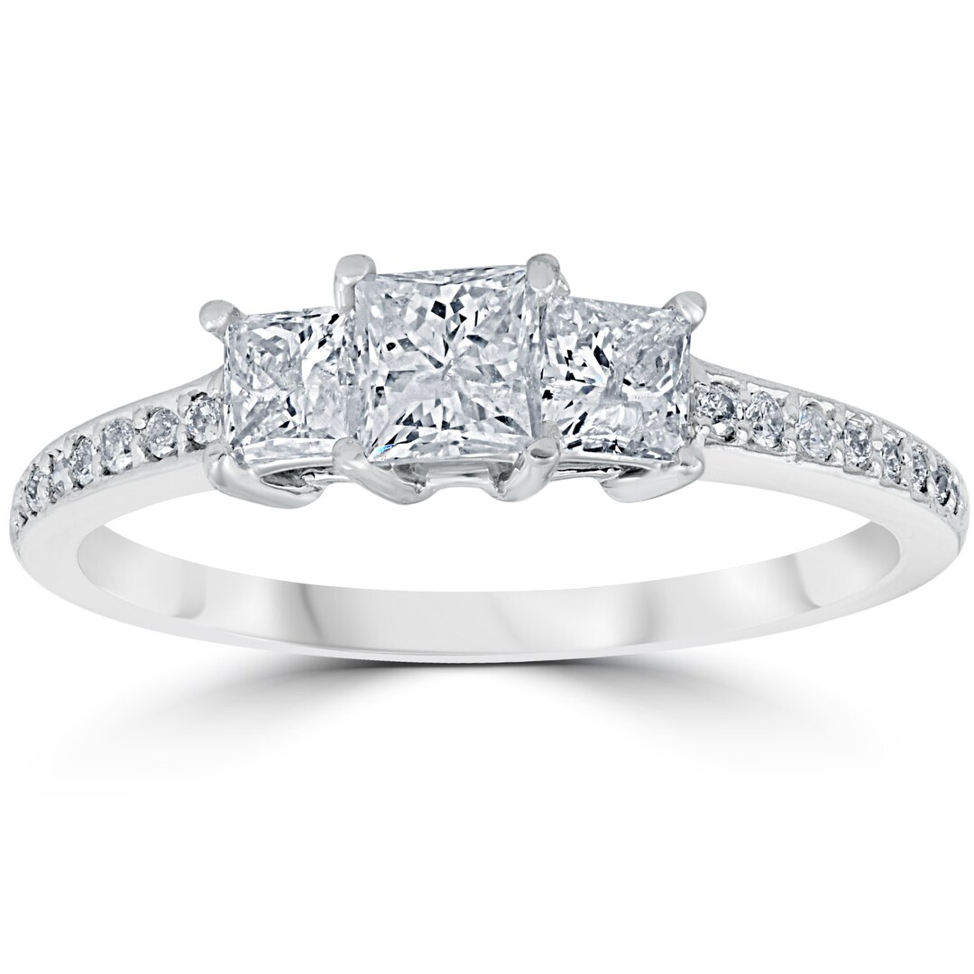 Princess Cut Diamond Engagement Ring 3 Stone Princess Cut - Etsy