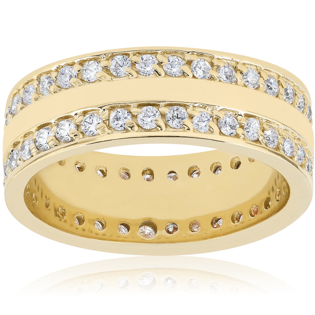 Yellow Gold Eternity Ring 1 1/2ct Double Row Gold Diamond Eternity Ring ...