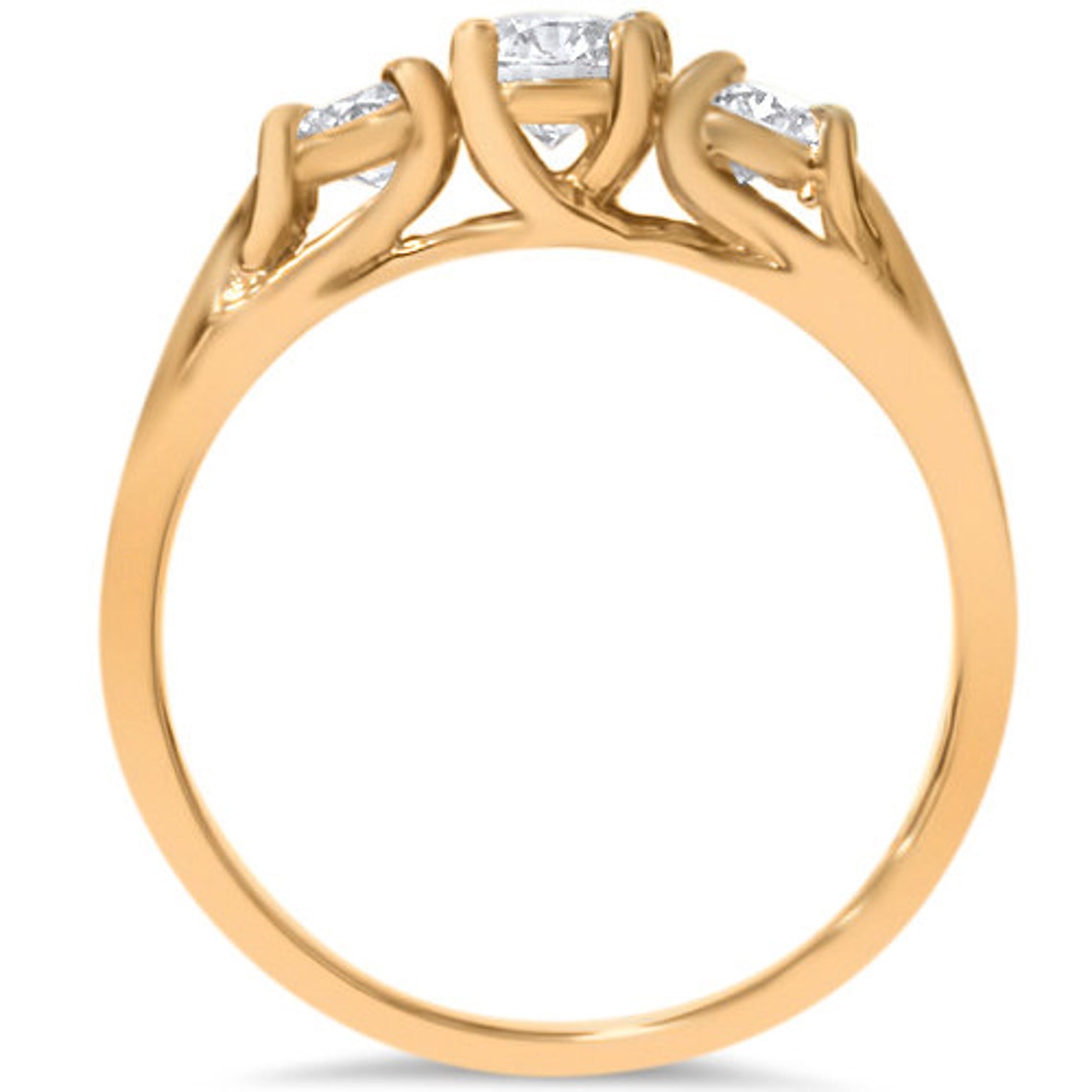 Engagement Ring SI 1.00CT 3-Stone Diamond 14 KT Yellow Gold | Etsy