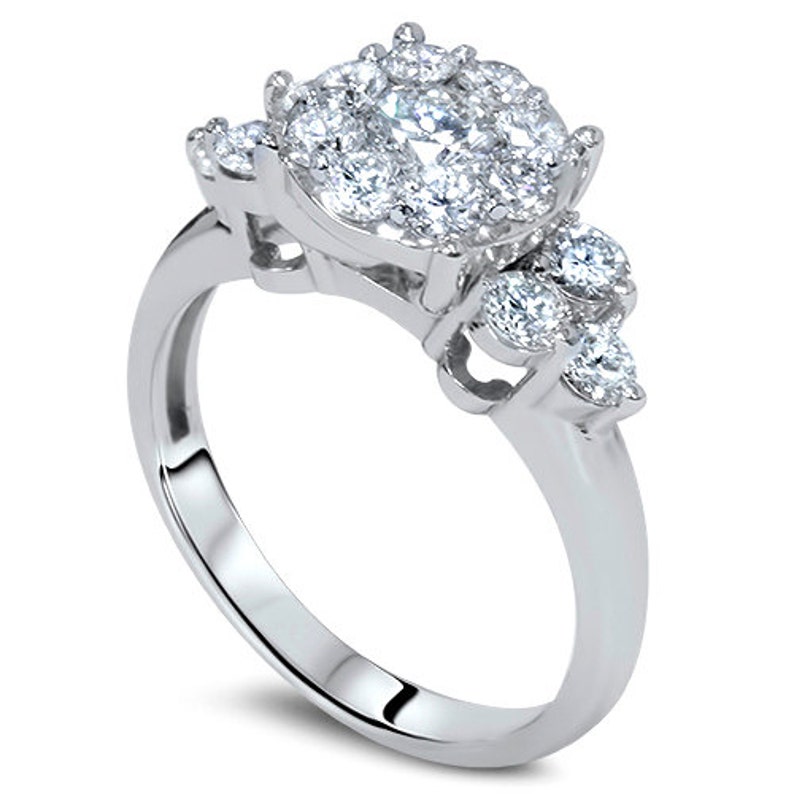 Engagement Ring Diamond 1.66 CT TCW Illusion Real Diamond | Etsy