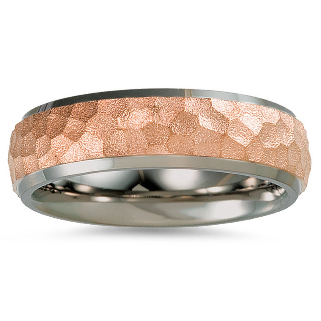 Titanium & Rose Immerse Plated 7mm Hammered Finish Beveled - Etsy