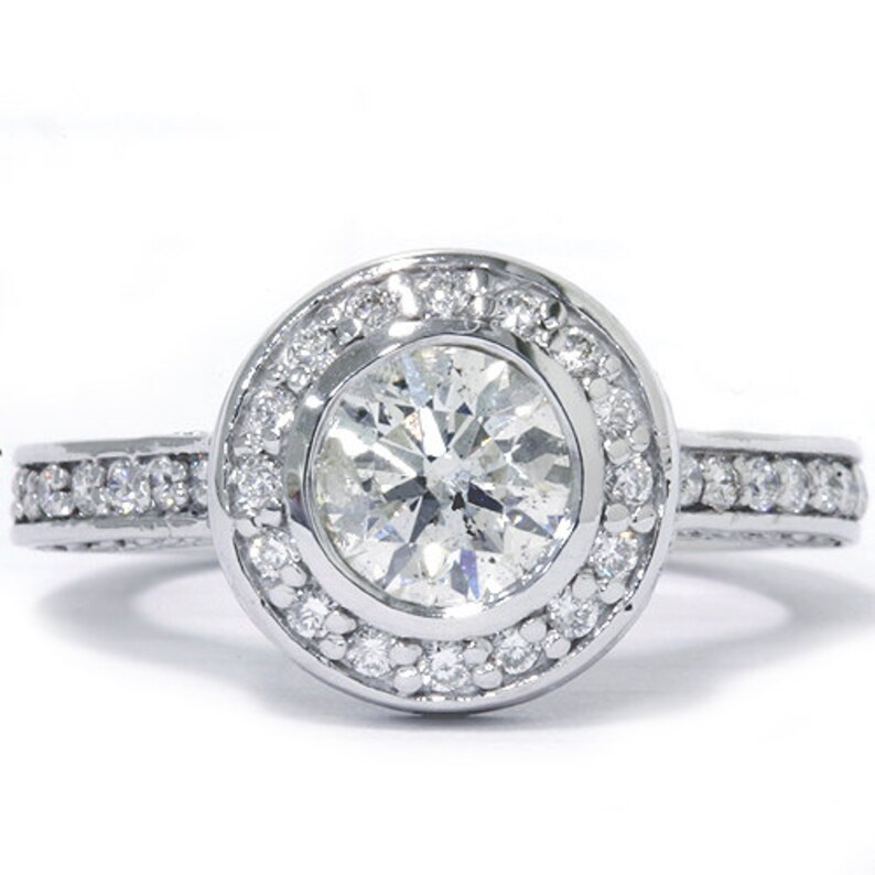Engagement Ring Diamond Bezel Diamond Engagement Ring Pave - Etsy