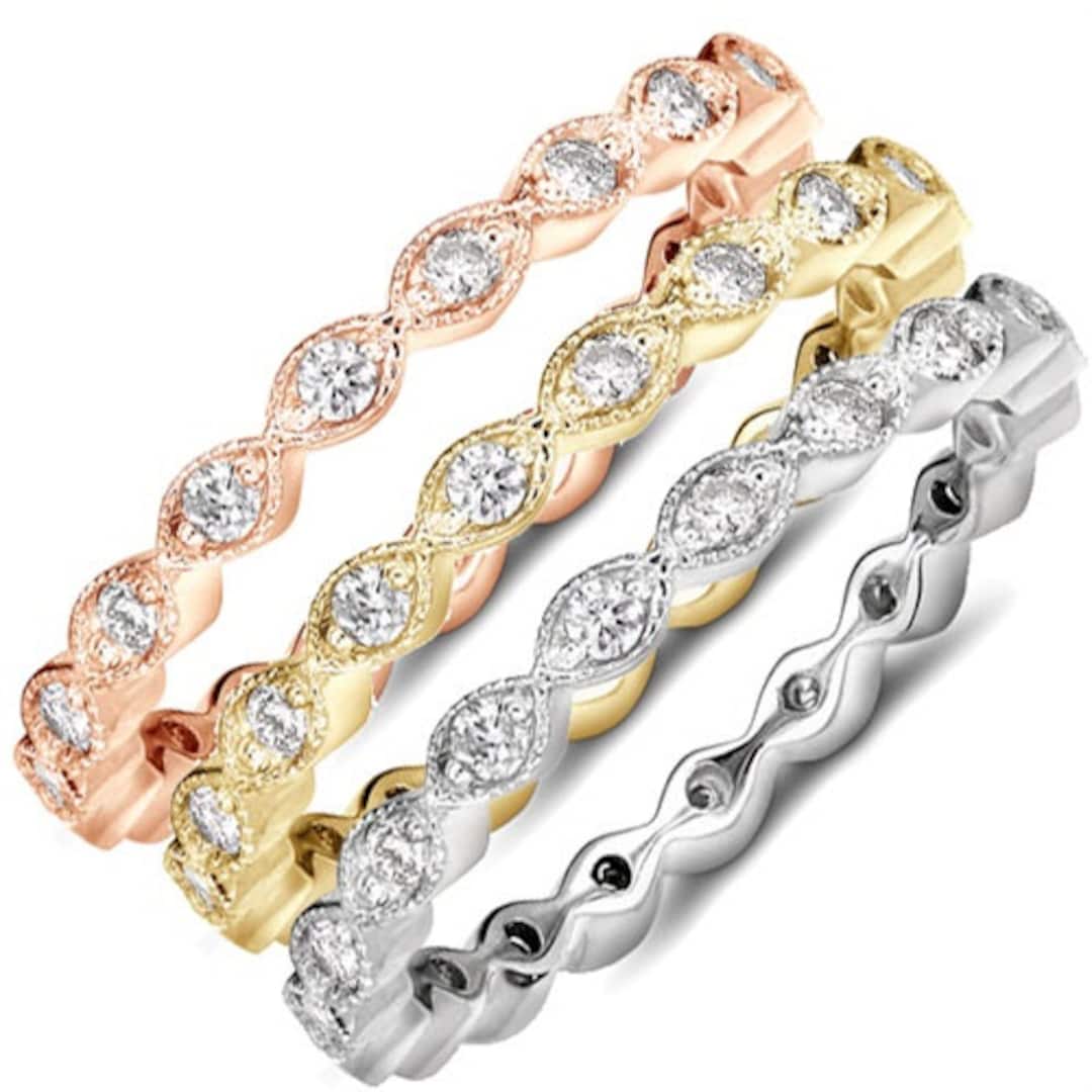Stackable Diamond .30CT Eternity Ring Vintage Wedding Band Womens ...