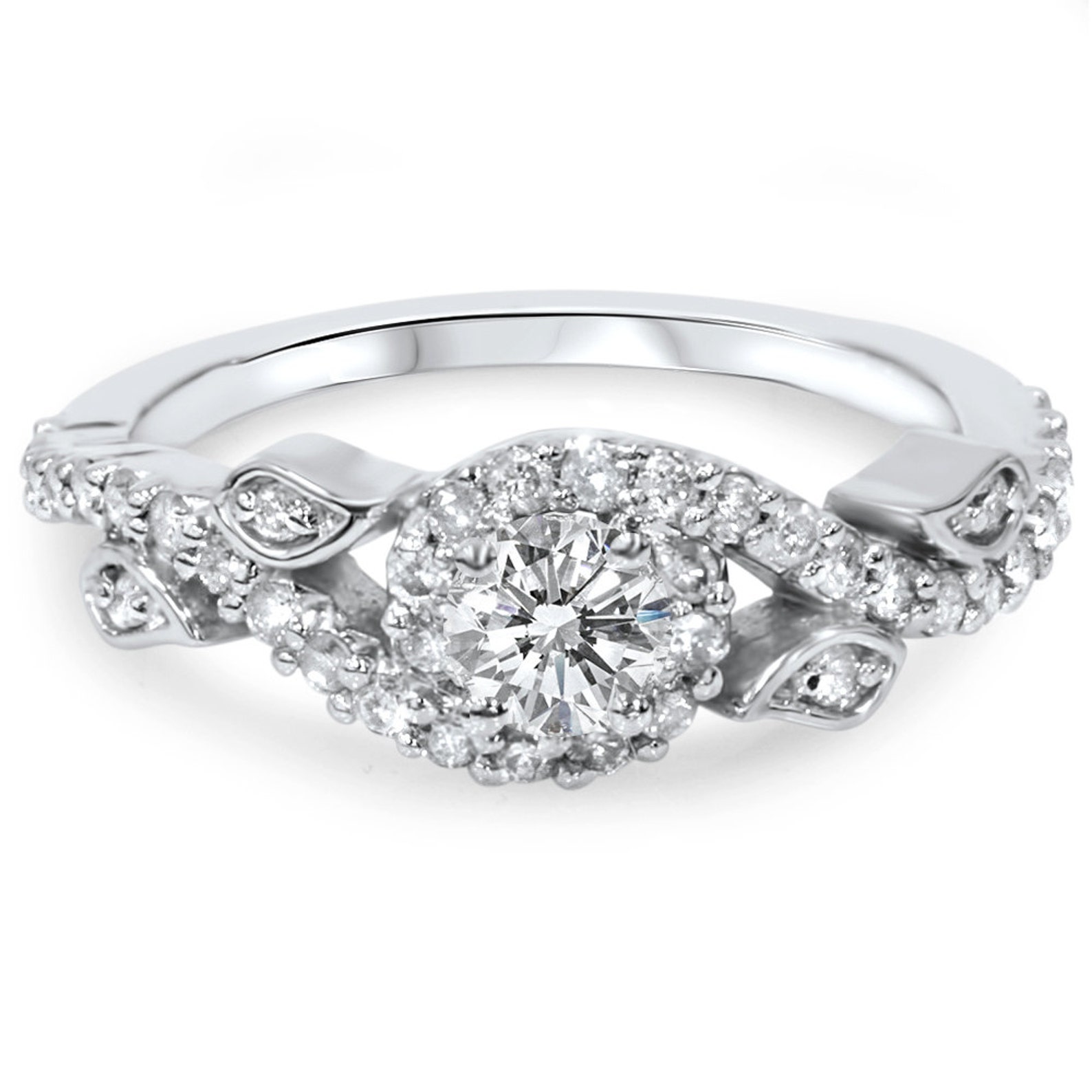 Diamond Engagement Ring Floral Vine Engagement Ring 14K - Etsy