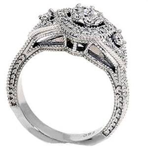 Engagement Ring Diamond .79CT Pave Cluster Ring 14K Gold - Etsy