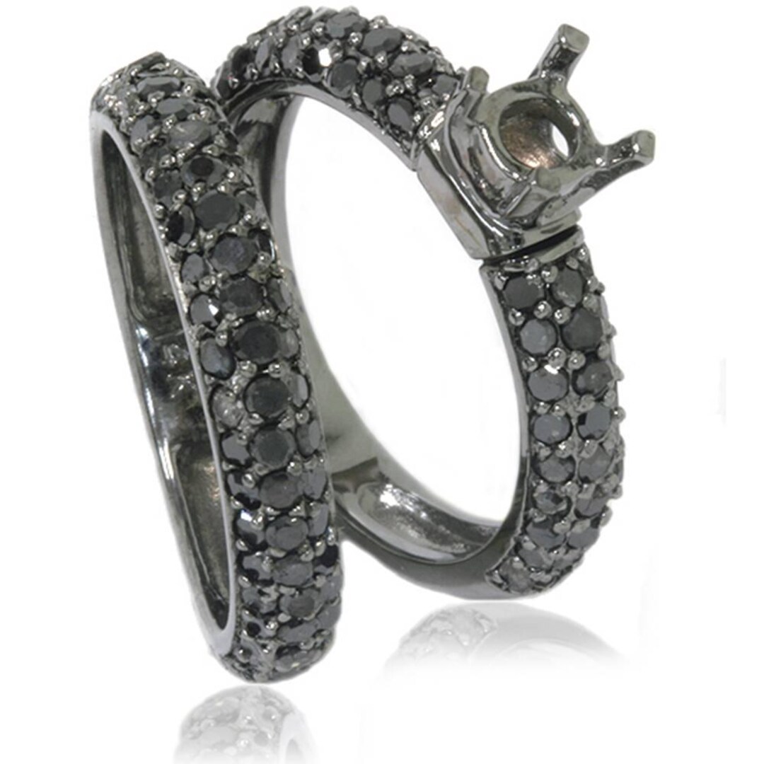 Pompeii 2ct Pave Black Diamond Mount Semi Mount Set 14K White Gold ...