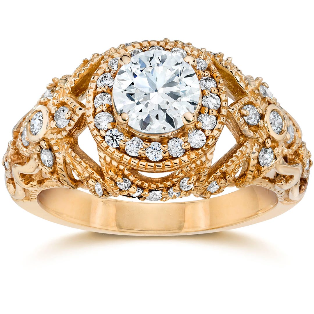 Pompeii Emery 1.00ct Vintage Diamond Engagement Ring 14K Rose Gold H/I ...