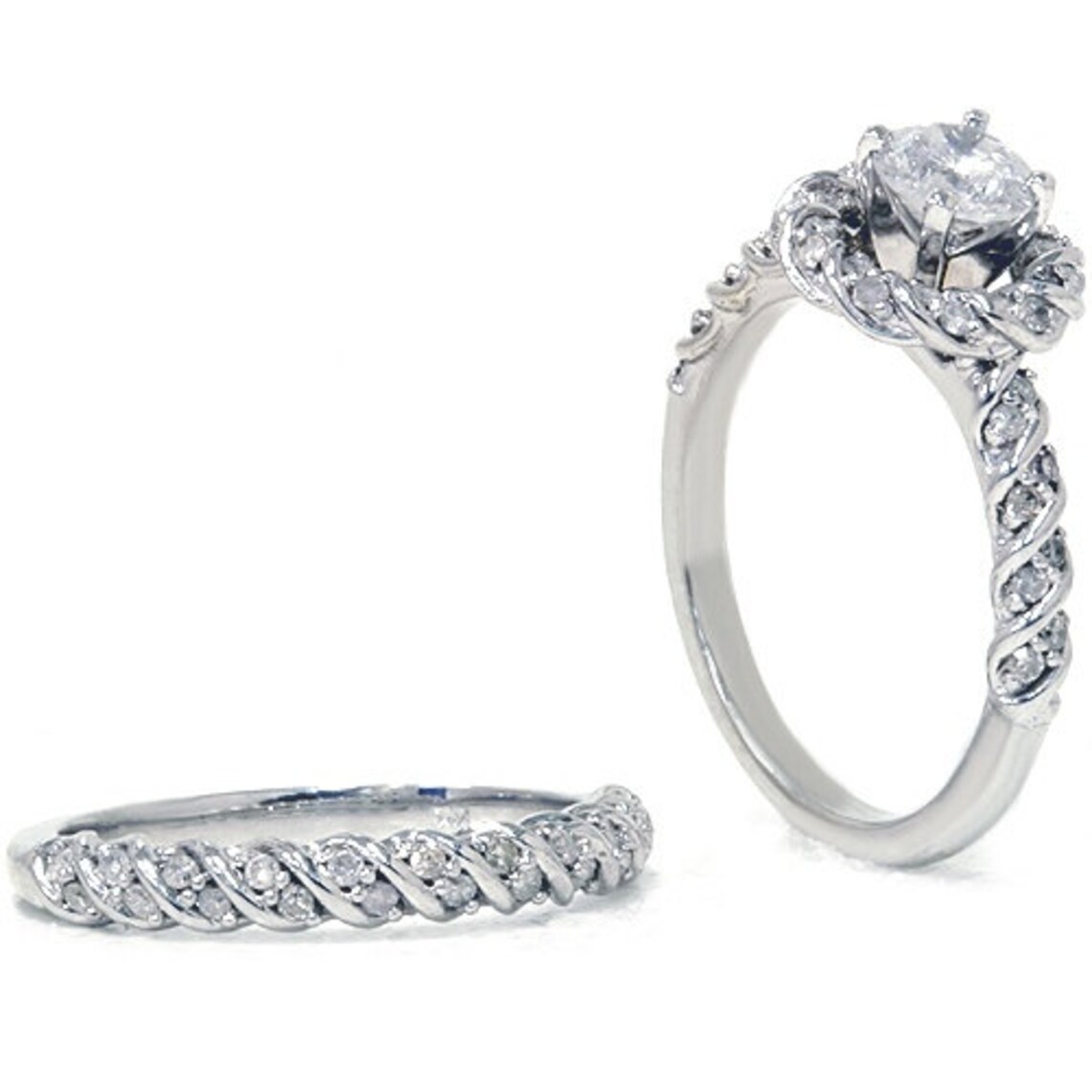 1.45CT Diamond Halo Petite Intertwined Engagement Ring - Etsy