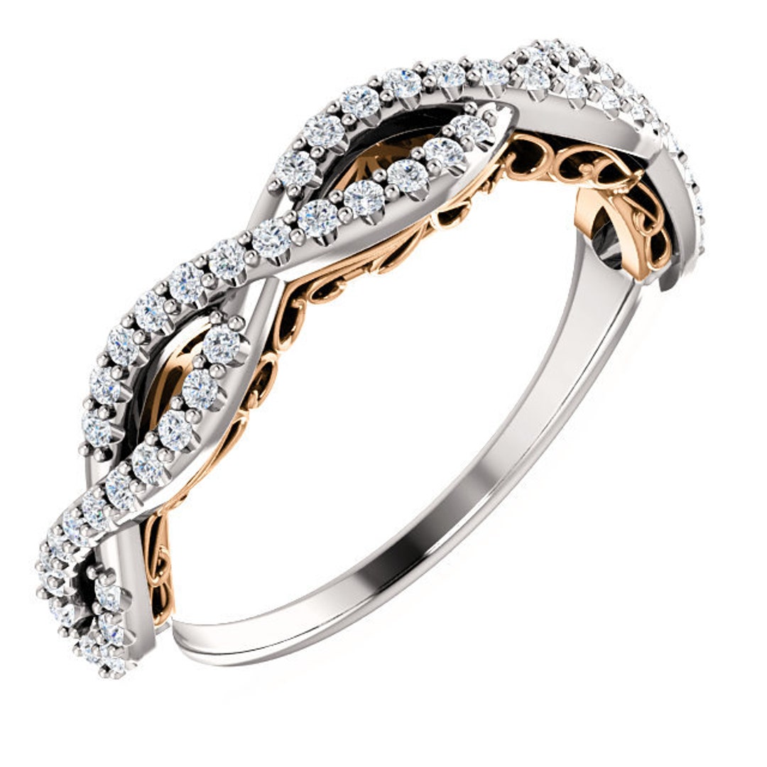 Rose Gold Diamond Ring, Rose Gold Diamond Wedding Ring Unique White ...