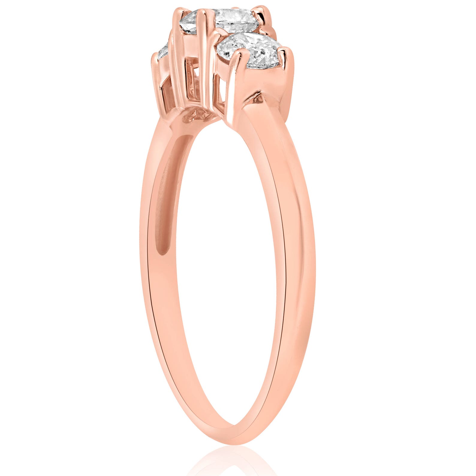 Rose Gold 3 Stone Diamond Engagement Ring 1 Carat 14k Rose | Etsy