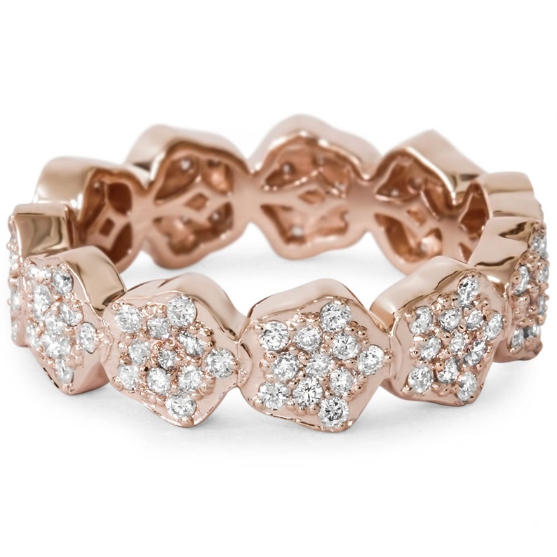 Rose Gold Diamond Eternity Ring Rose Gold Diamond Wedding | Etsy