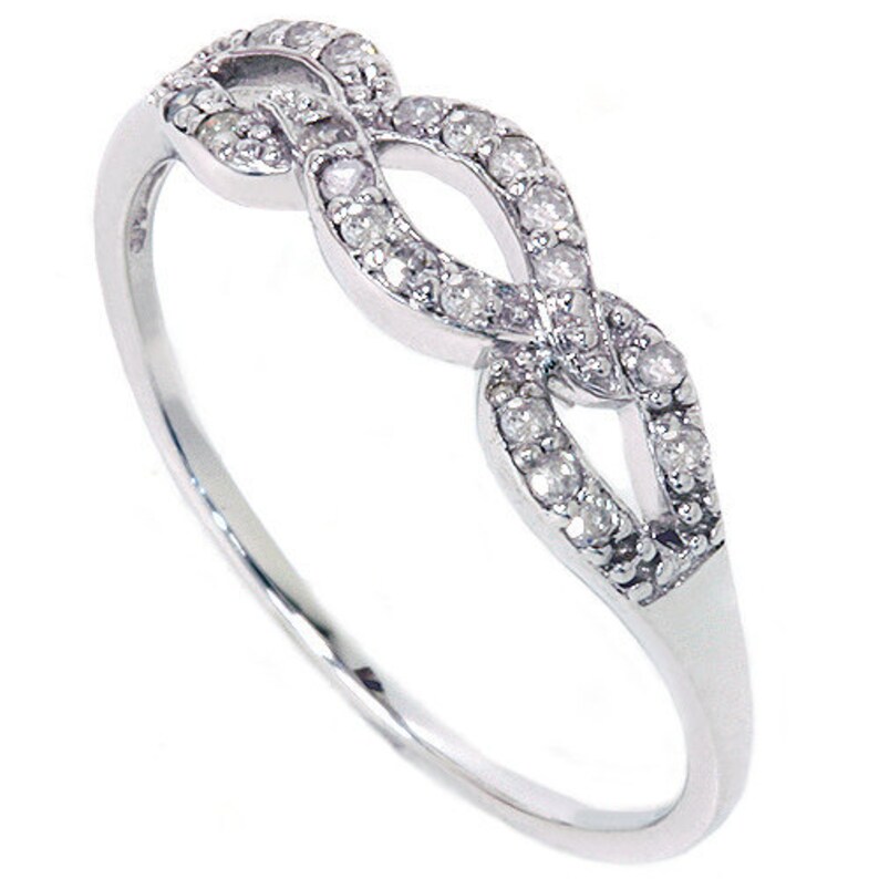 Diamond Infinity Ring 1/10CT 10K White Gold Anniversary Band - Etsy