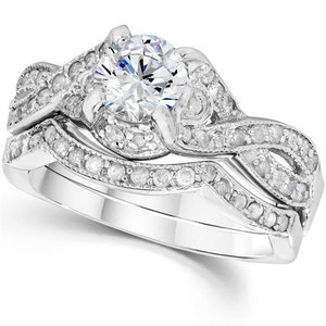 Infinity Vintage 1.57CT Diamond Engagement Ring Set 14K White Gold - Etsy