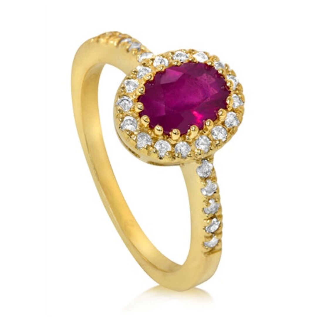 1.30CT Ruby & Diamond Ring 14K Yellow Gold, Ruby and Diamond Ring ...