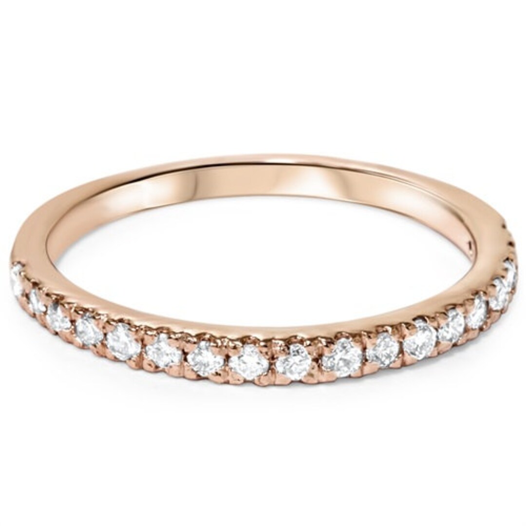 Rose Gold Stackable Diamond Ring Rose Gold Diamond Wedding - Etsy