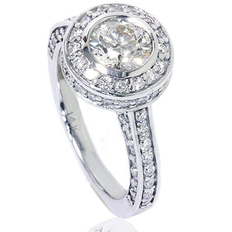 Engagement Ring Diamond Bezel Diamond Engagement Ring Pave - Etsy