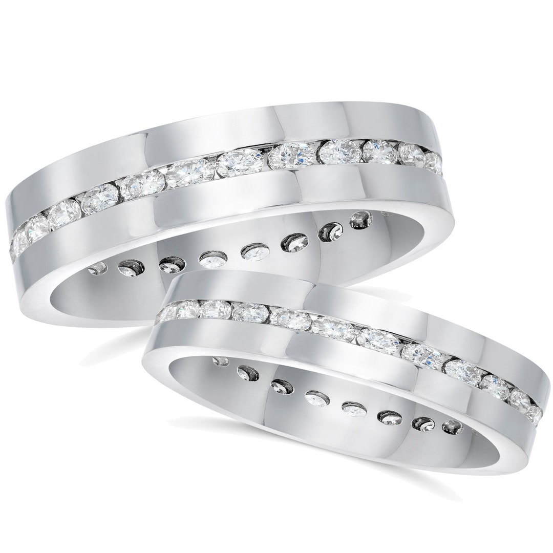 2.50CT Diamond Matching Eternity Ring Set 14K White Gold - Etsy