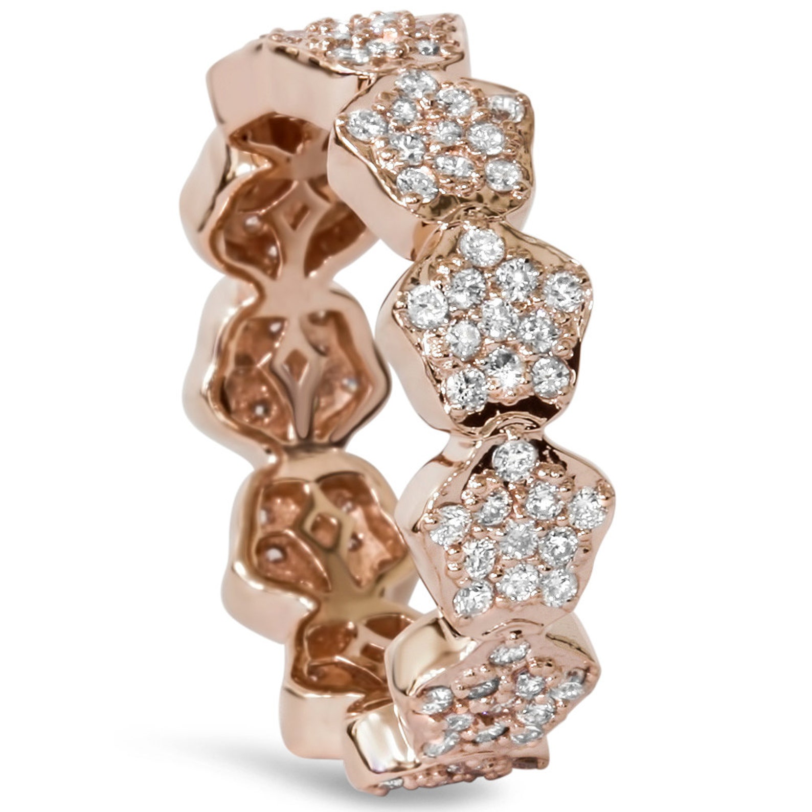 Rose Gold Diamond Eternity Ring Rose Gold Diamond Wedding | Etsy