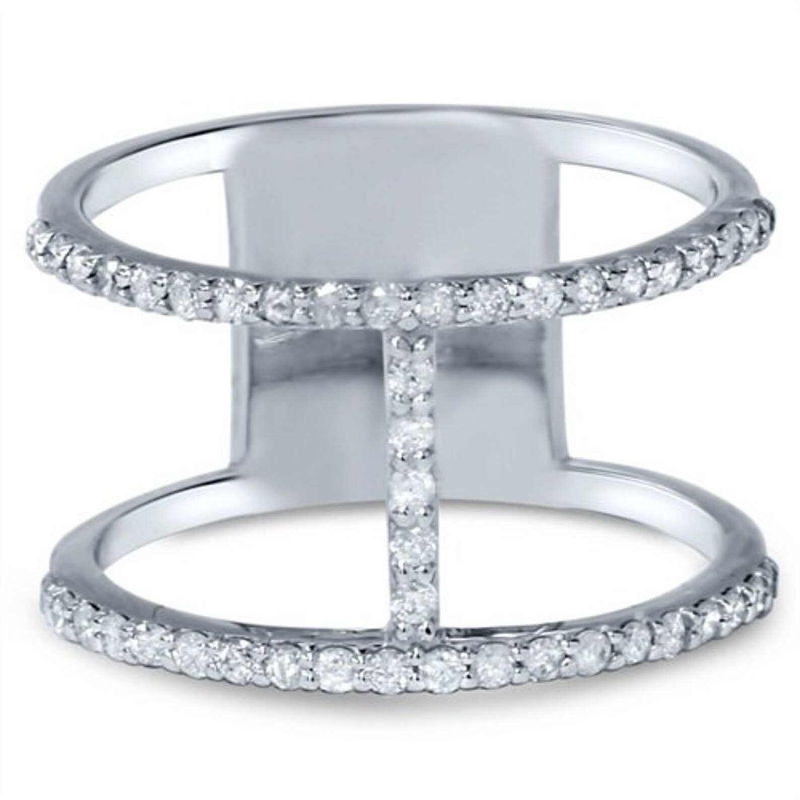 1.00CT Designer Diamond Right Hand Fashion Ring 14K White | Etsy