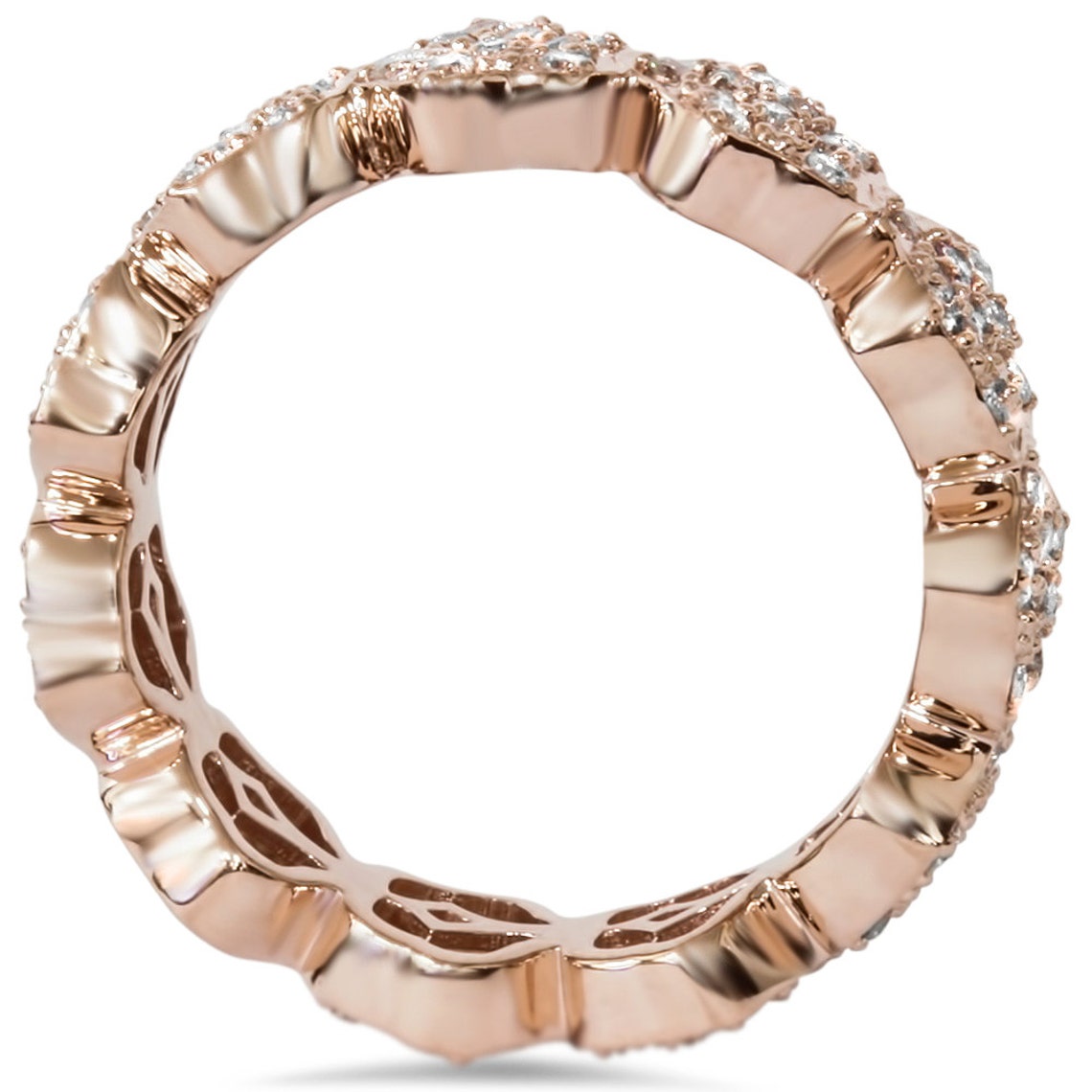 Rose Gold Diamond Eternity Ring Rose Gold Diamond Wedding | Etsy