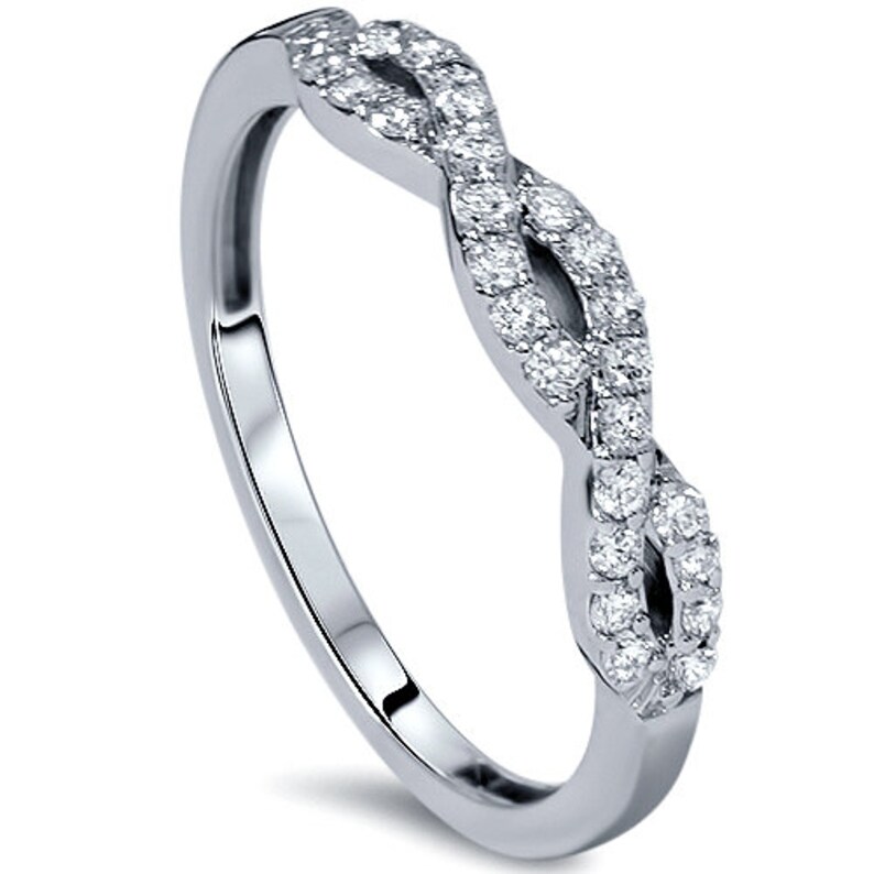 1/4CT Diamond Infinity Ring 14K White Gold Size 4-9 | Etsy