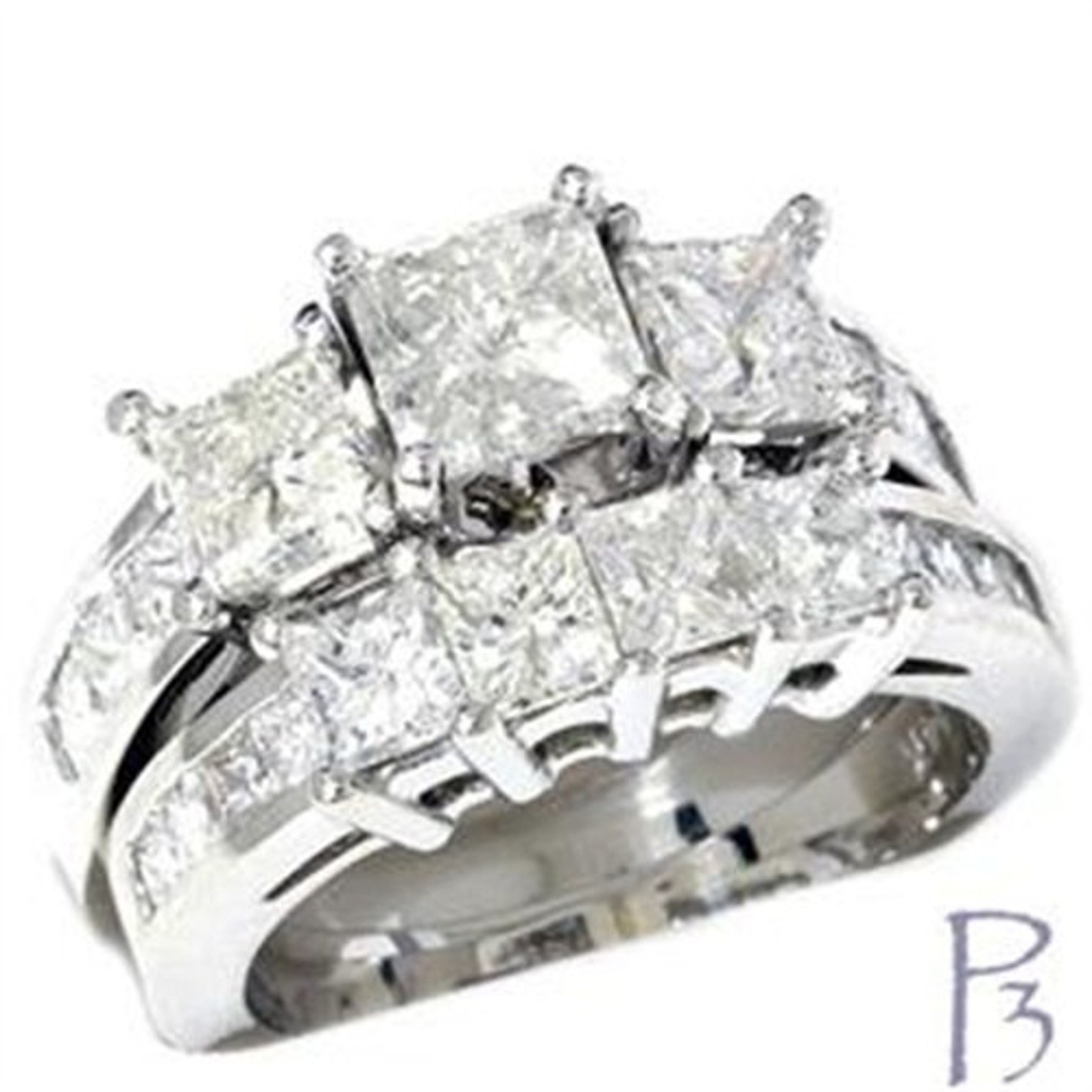 3.50CT Princess Cut Diamond Engagement Wedding Ring Set - Etsy