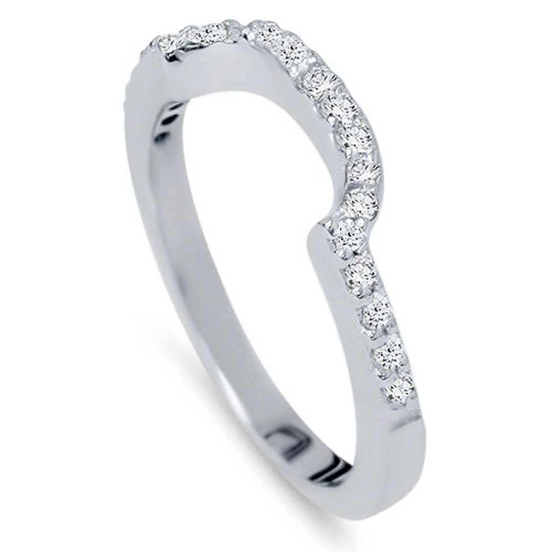 1/4CT Curved Notched Diamond Wedding Guard Anniversary Ring - Etsy