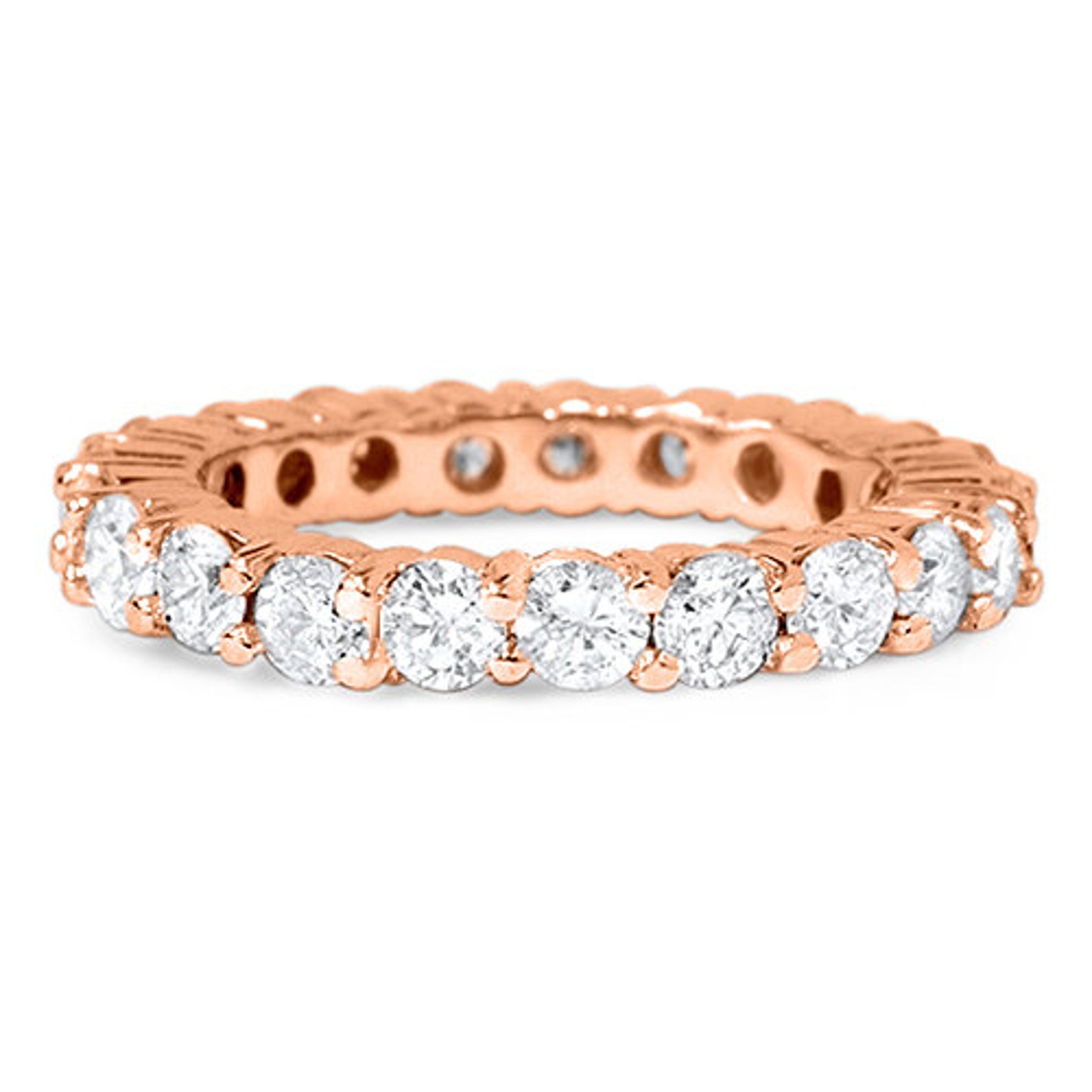 2.00Ct Diamond Rose Gold Eternity Ring 14K Womens Anniversary | Etsy