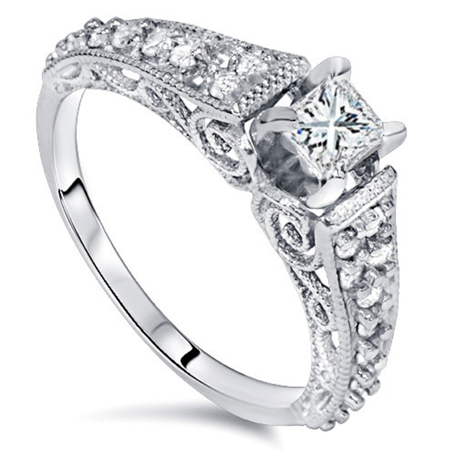 Diamond Engagement Ring Vintage Antique Scroll Style Hand - Etsy