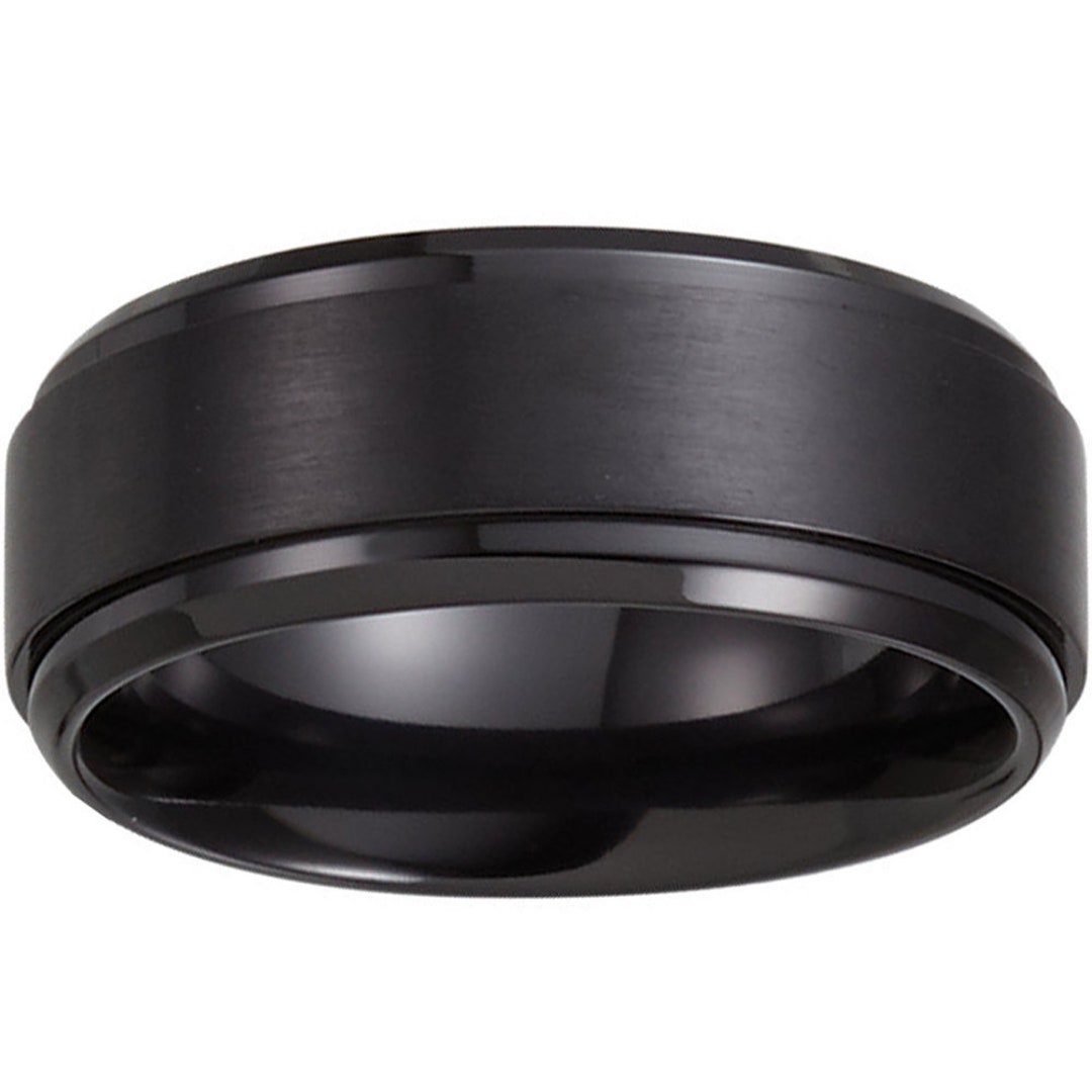 Black Titanium Mens Comfort Fit Brushed Beveled Polished Edge - Etsy