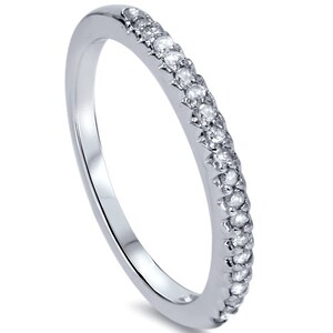 1/4CT Diamond Stackable Wedding Ring 14K White Gold Size 4-9 - Etsy