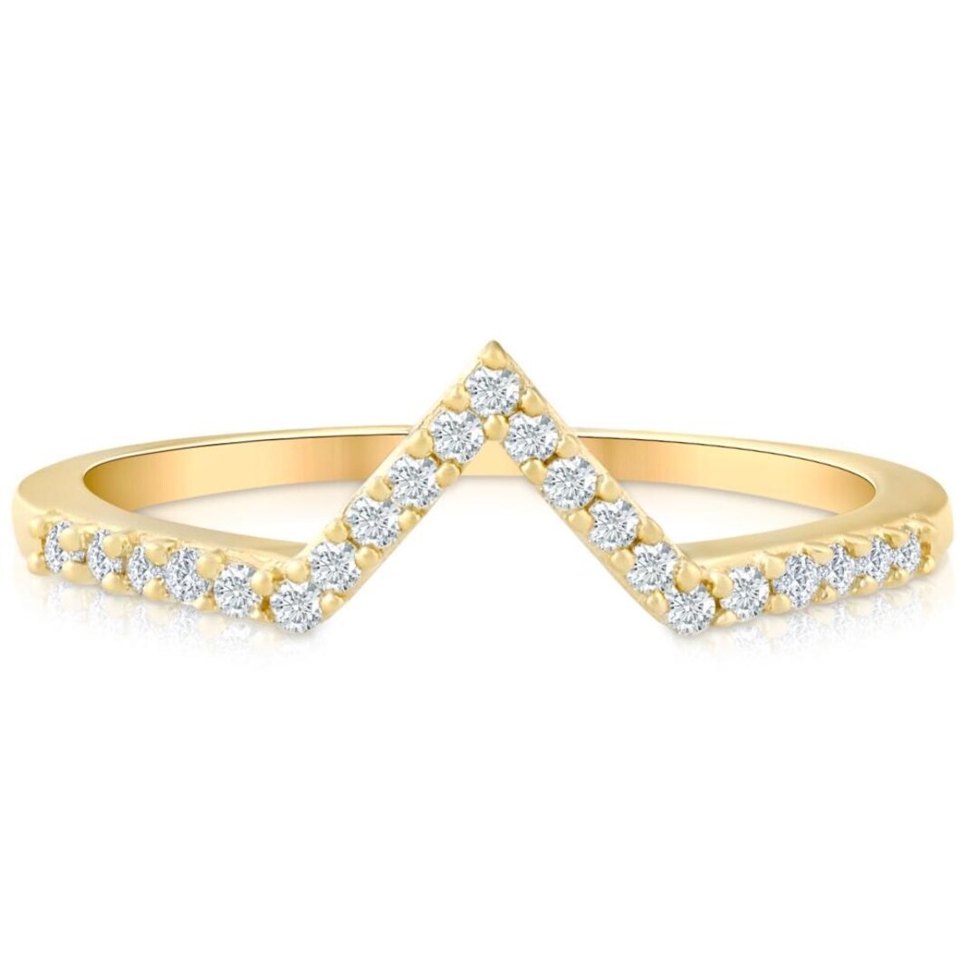 Pompeii Diamond Curved V Shape Wedding Ring Women's Stackable Wedding ...