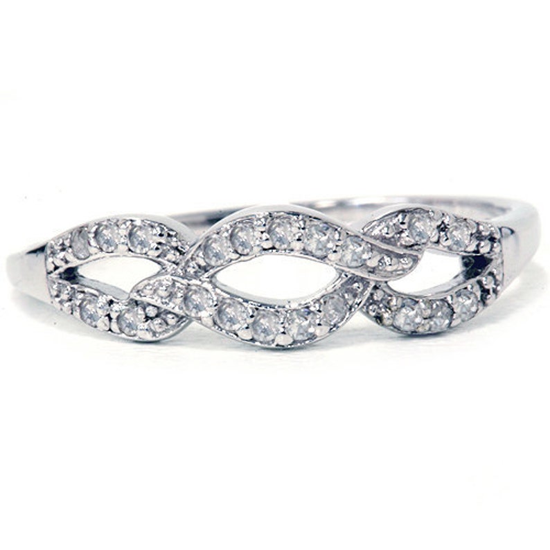 Diamond Infinity Ring 1/10CT 10K White Gold Anniversary Band - Etsy