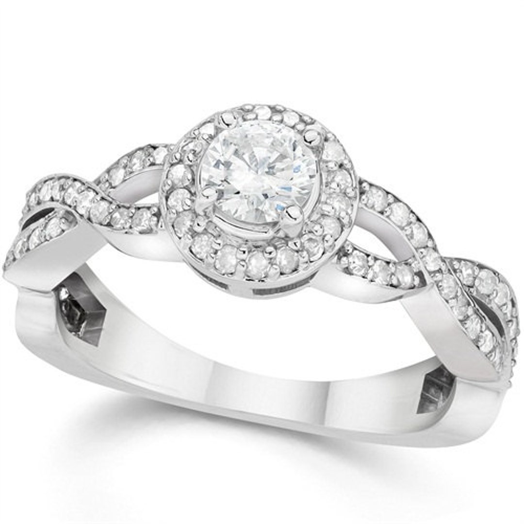 Infinity Diamond Engagement Halo Ring 1ct 14K White Gold, Infinity ...