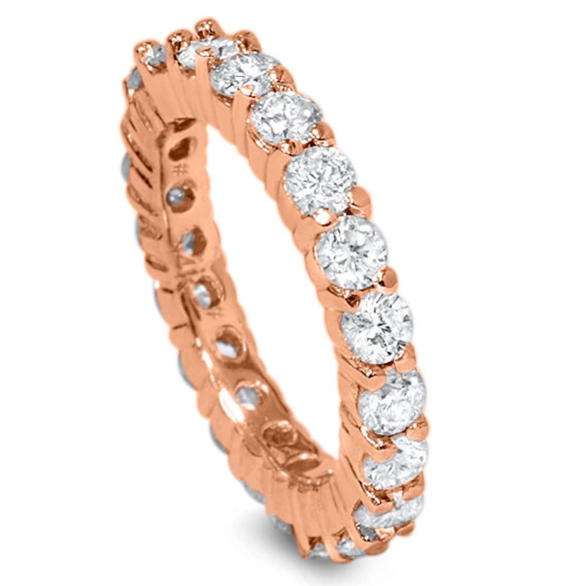 2.00Ct Diamond Rose Gold Eternity Ring 14K Womens Anniversary | Etsy