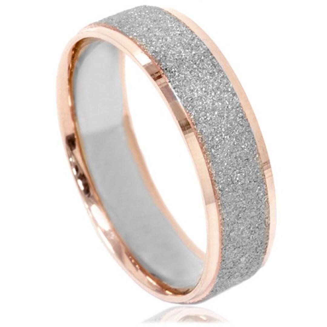 Rose Gold Wedding Band Brushed Rose Gold 2 Tone Mens Ring Rose Gold Two ...