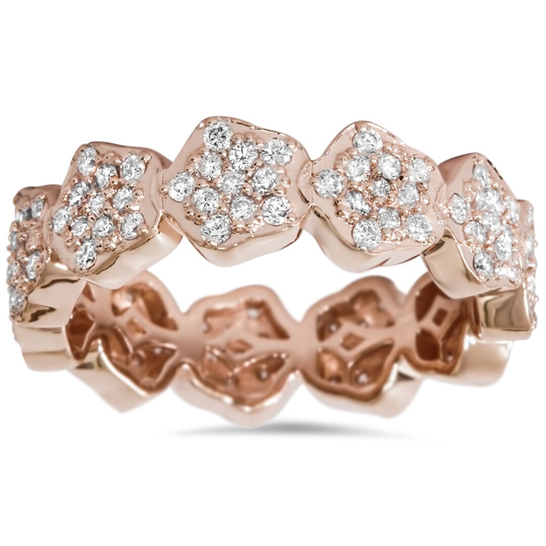 Rose Gold Diamond Eternity Ring Rose Gold Diamond Wedding - Etsy