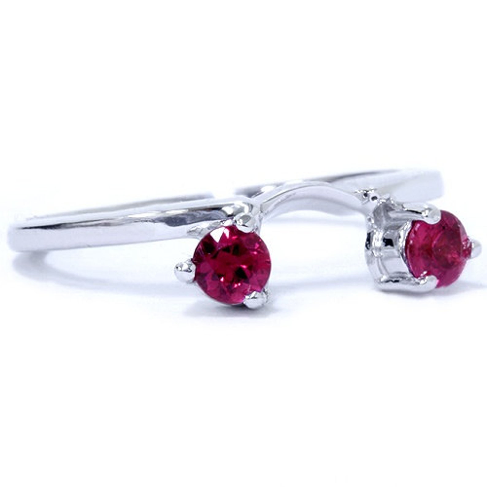 Ruby Guard Ring Wrap Engagement 14K White Gold Womens Diamond - Etsy