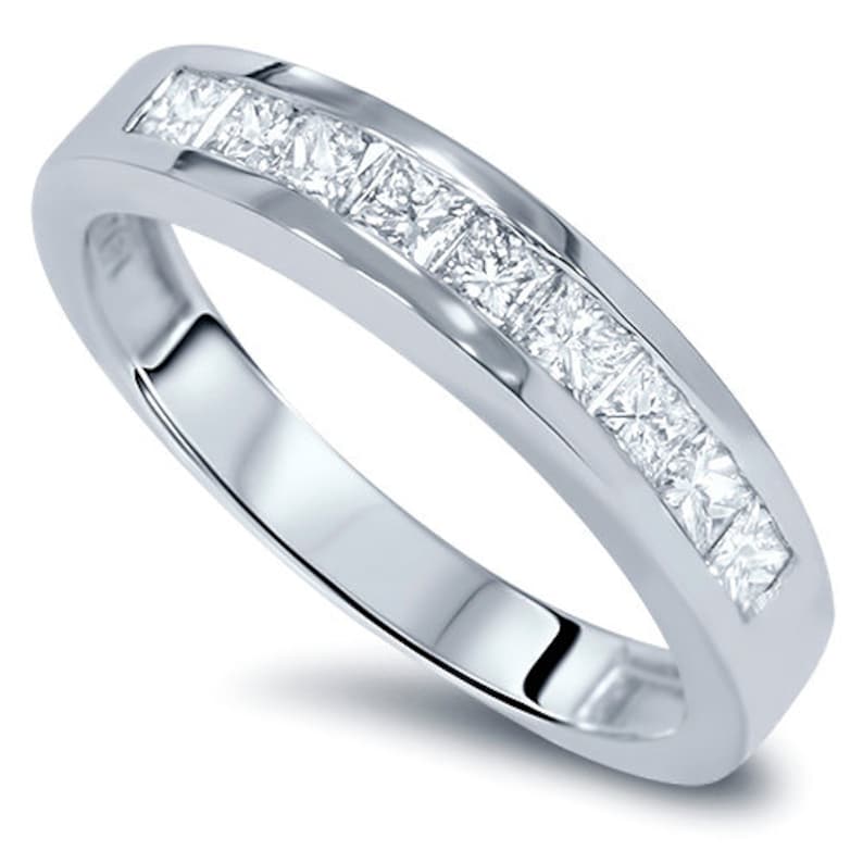 1.10CT Princess Cut Channel Set Diamond Wedding Ring Mens & - Etsy