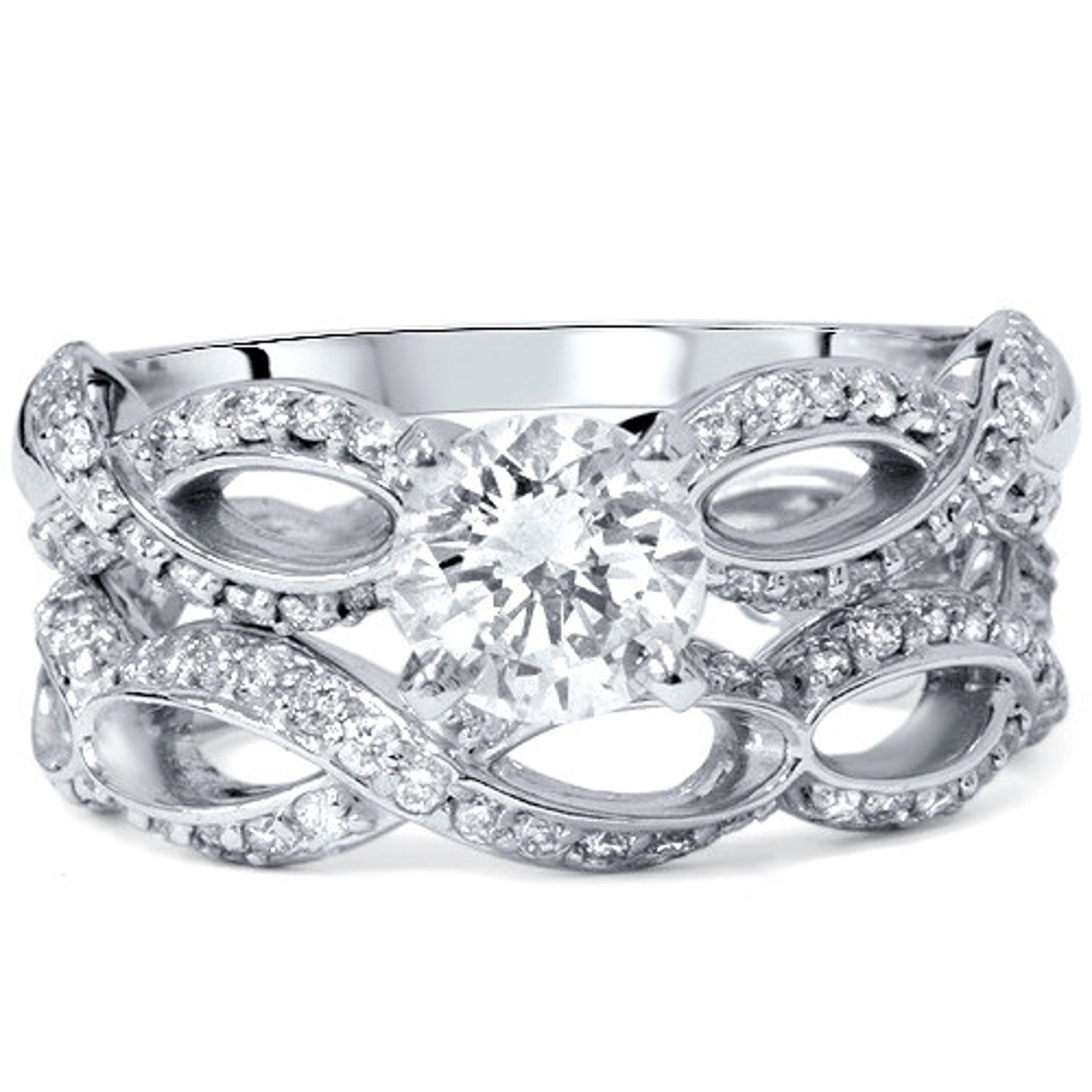 1.50CT Infinity Eternity Engagement Ring Matching Wedding Band | Etsy