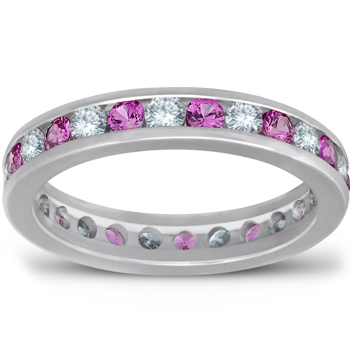 Pink Sapphire Diamond Eternity Ring 1.50ct Channel Set Wedding - Etsy