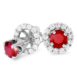 Ruby and Diamond Studs Earring Jackets 1.50CT Ruby & Diamond - Etsy