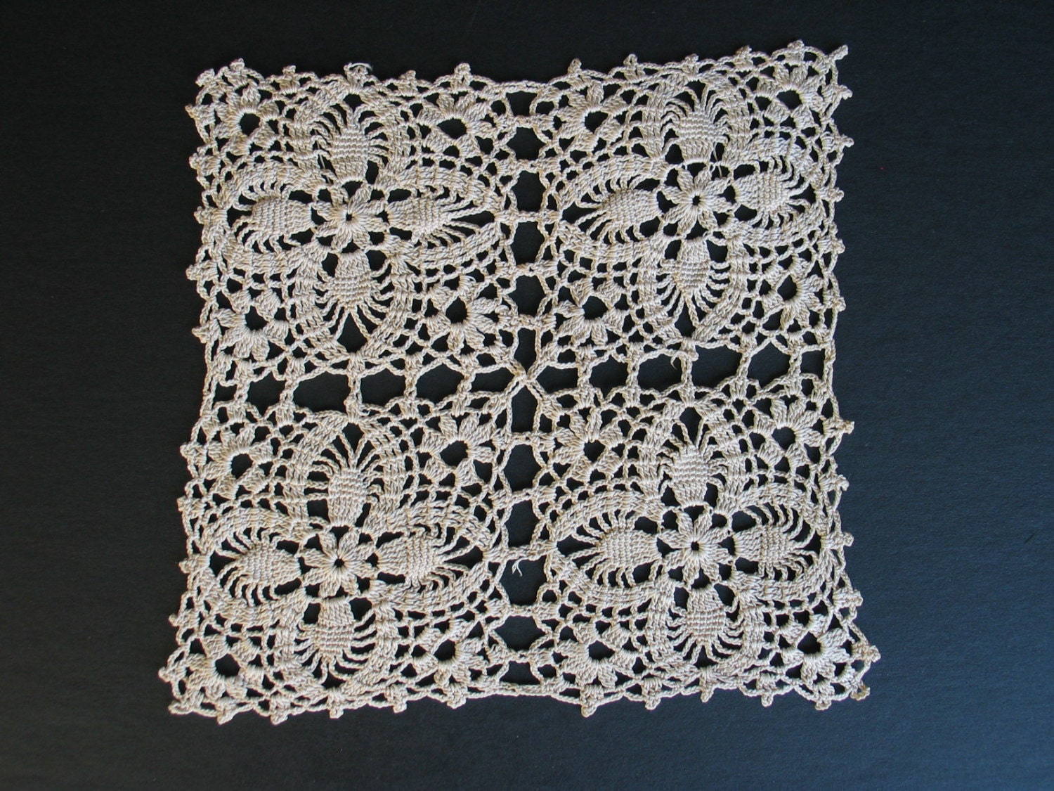 2 Miniature Square Ecru Crochet Lace Squares Coasters | Etsy