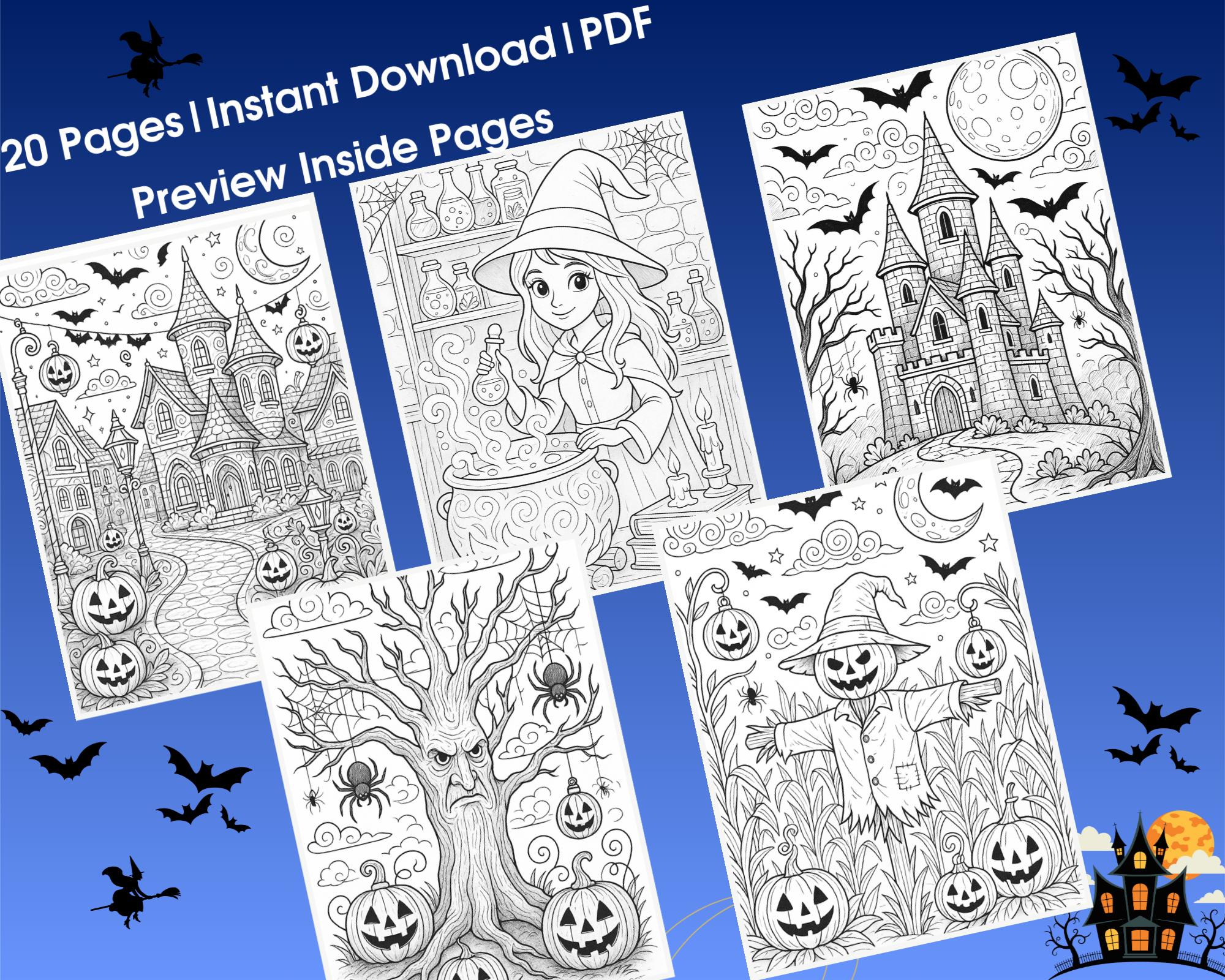 Magical Halloween Nights Coloring Page (20 PDF Pages) – Instant ...